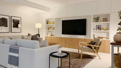 Breathtaking Built-in Media Wall using Semihandmade Besta Fronts