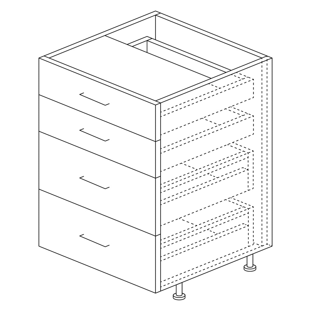 Base Cabinet: 4 Drawers 30"H x 24"D – Semihandmade